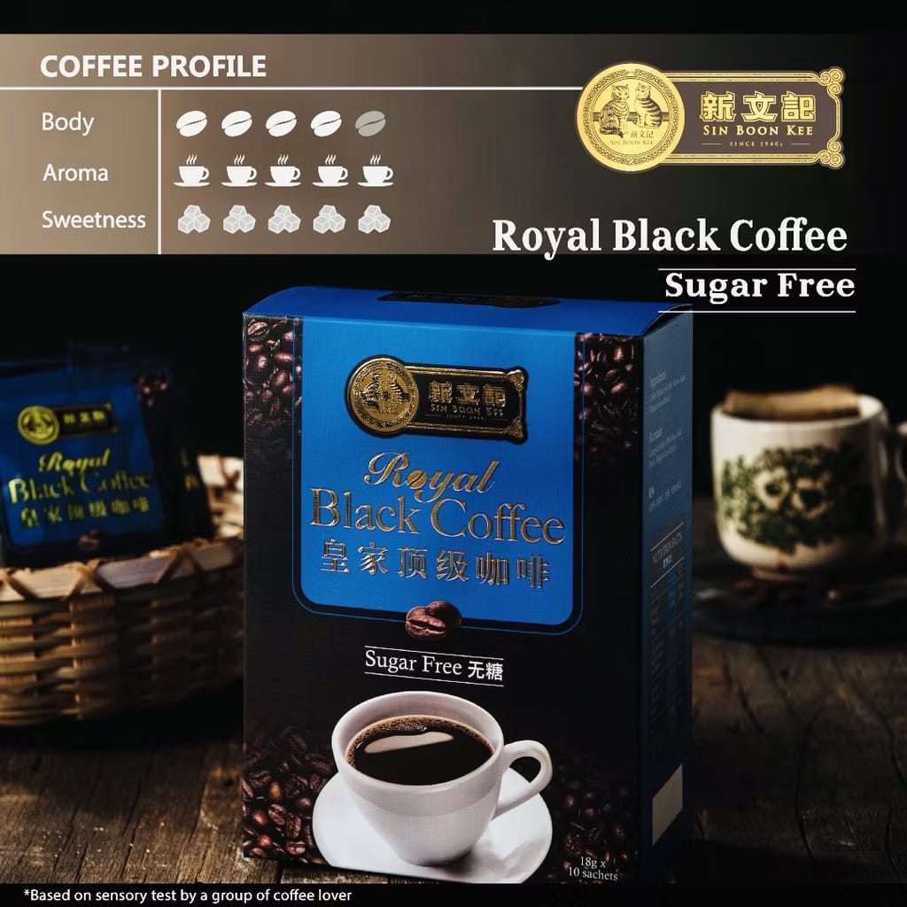 [ Loose 1 sachet ] Sin Boon Kee Premium Royal Black Coffee SUGAR FREE ...